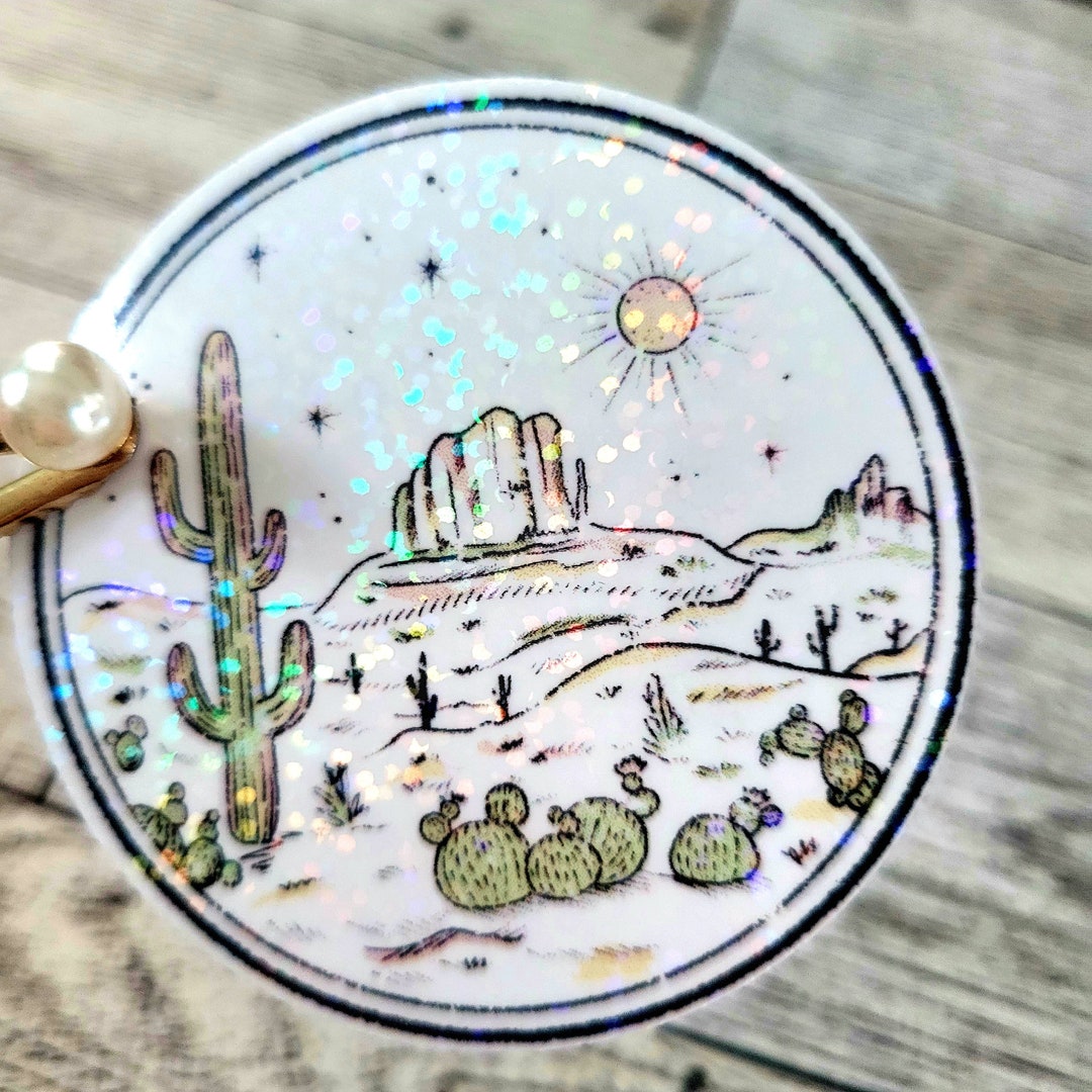 Boho Western Sticker, Beautiful Western Scenery, Glittery Sticker - Etsy