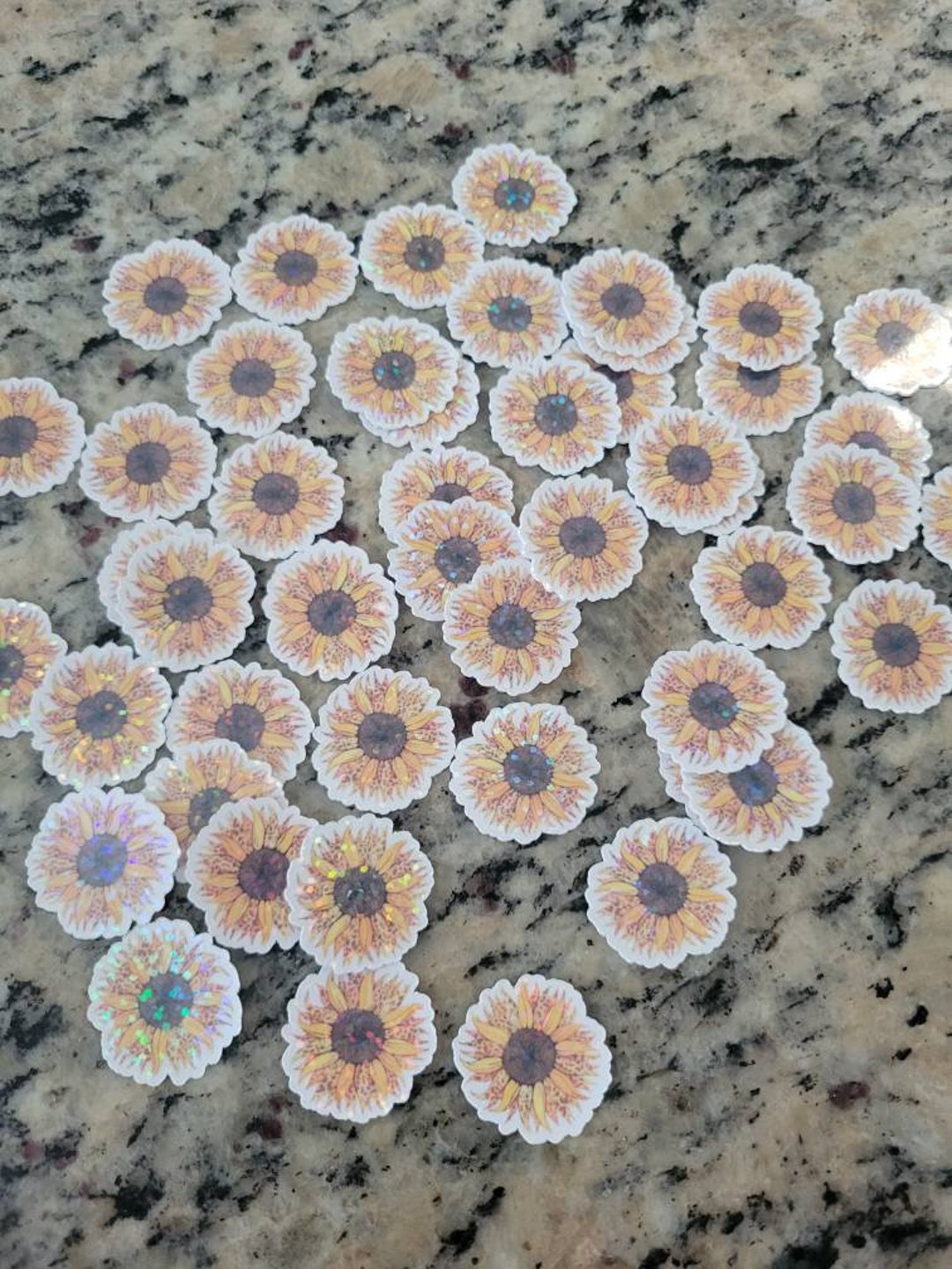 Sunflower Sticker Pack, Waterproof Glittery Sunflower Stickers, Leopard ...