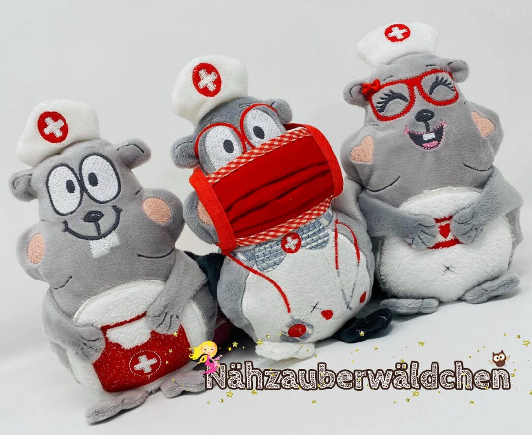 SET Stickdatei 6x HAMSTER ITH 13x18 cm Krankenhaus Arzt ...