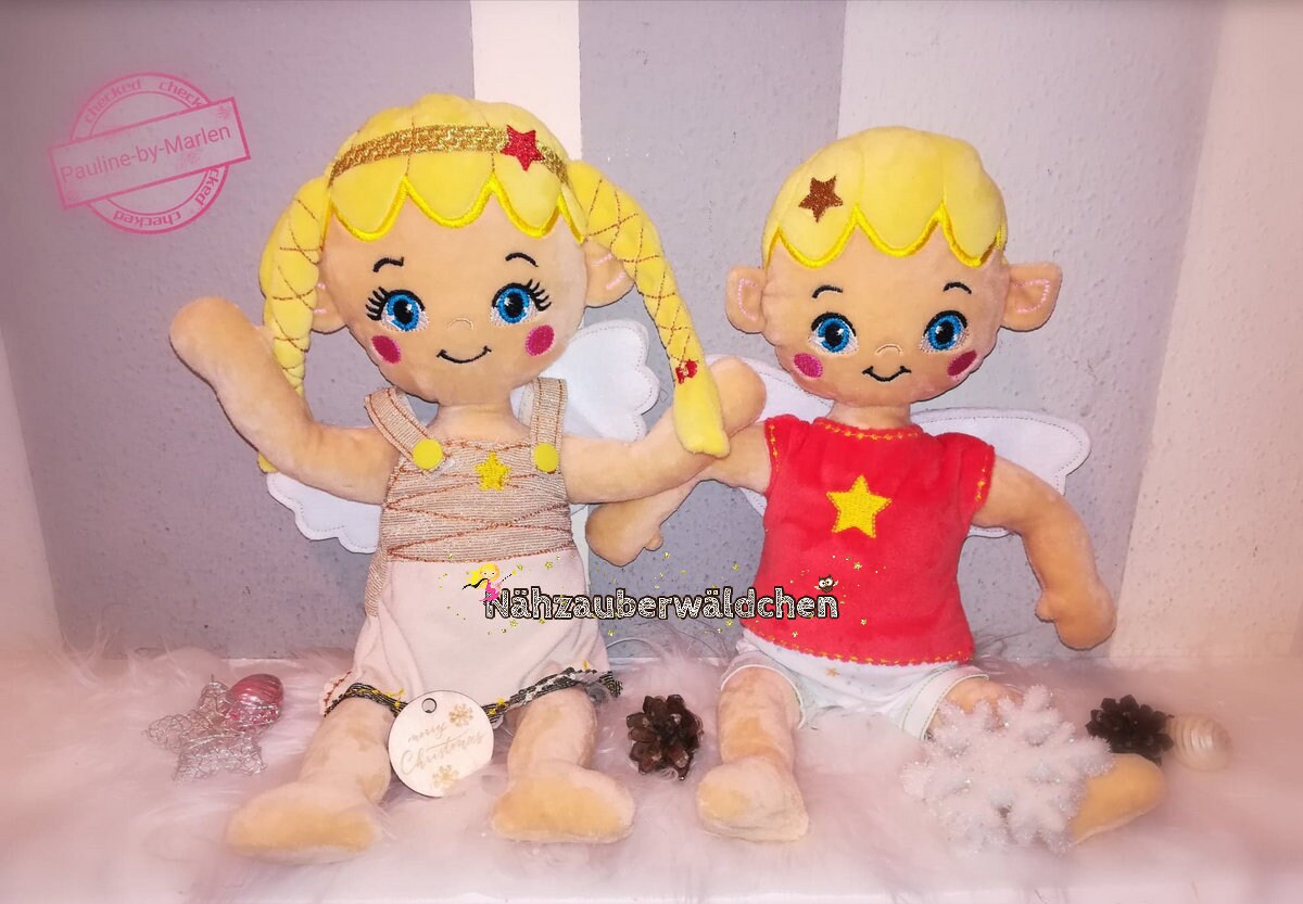 SET Engel Puppe 13x18 ITH angel doll 5x7 in the hoop | Etsy