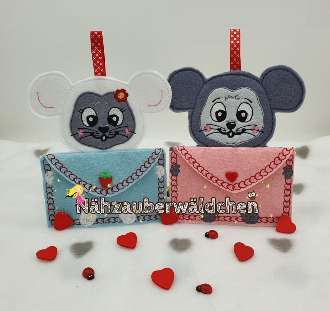 2x Embroidery File MAUS ITH 13x18 Gift Wrapping Valentine's Day Letter ...