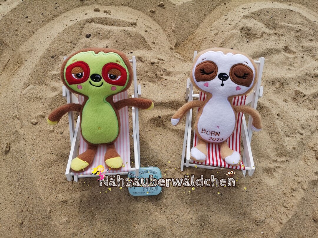 8x Embroidery File Sloth ITH 13x18 Sloth in the Hoop 5x7 Softie Stuffie ...