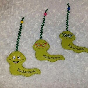 12 Designs Bookmark Bookworm Pendant Key Chain, 24x Digital Embroidery ...