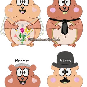 4x Embroidery File HAMSTER Bridal Couple ITH 13 X 18 Cm Wedding Bride ...
