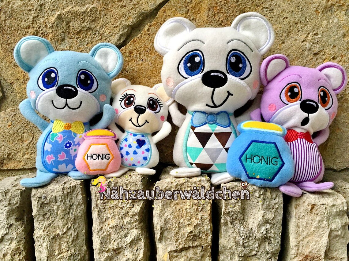 8x Digital Embroidery Design Bear With Honey Pot in the Hoop | Etsy