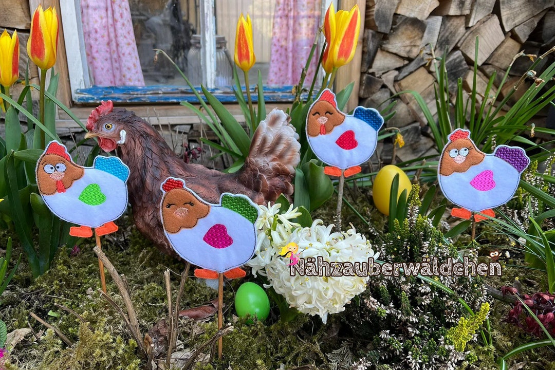 8x Chicken Rooster Plant Plug / Connector Pendant Tag in Size 4x4 ...