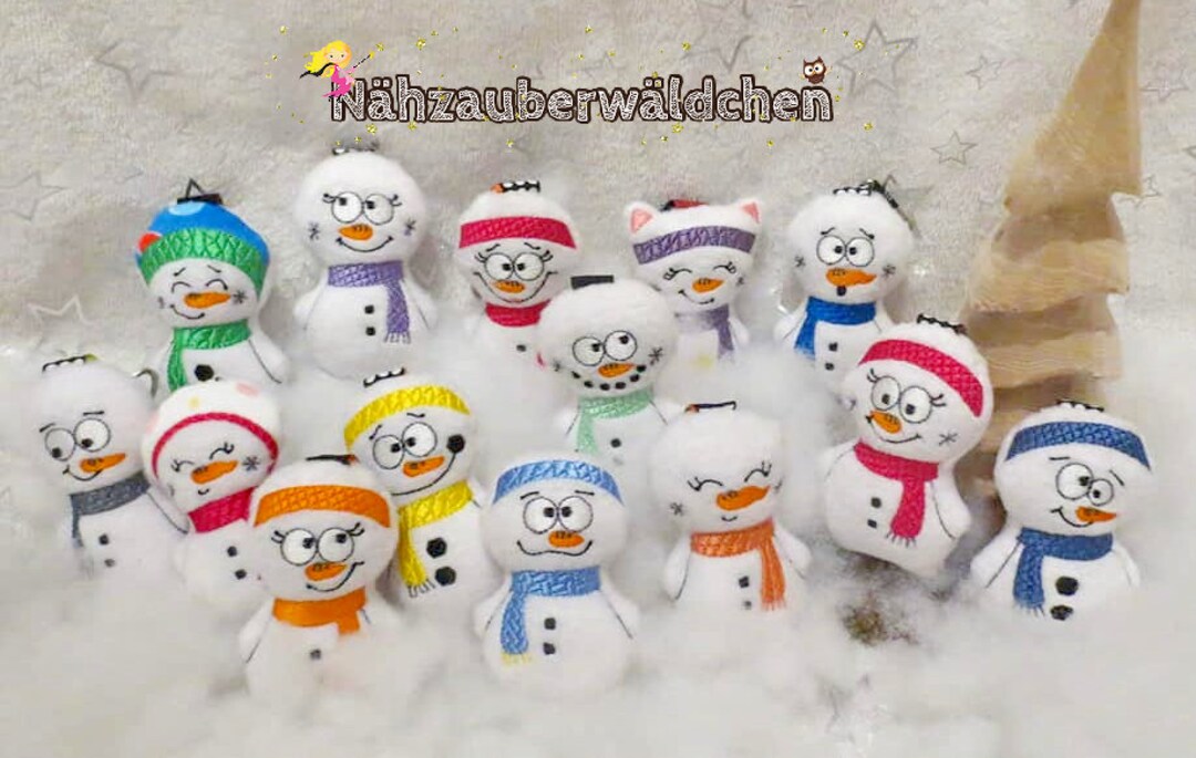 18x Snowman Stuffie Snap Pendant Tag in Size 4x4 Digital Embroidery ...