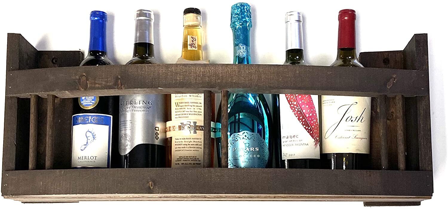 Distressed Wood Wall Mount Bar Shelf Decor Handmade Curved | Etsy