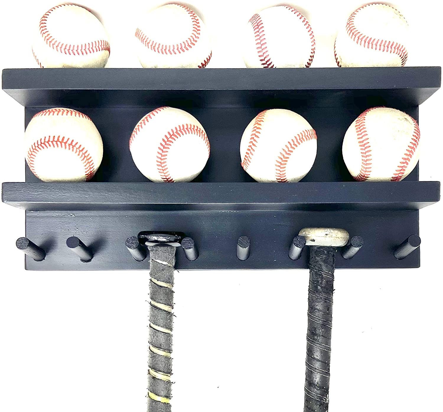 Baseball Bat Rack Display Holder Black 4 - 7 Full Size Standard Bats 8 ...