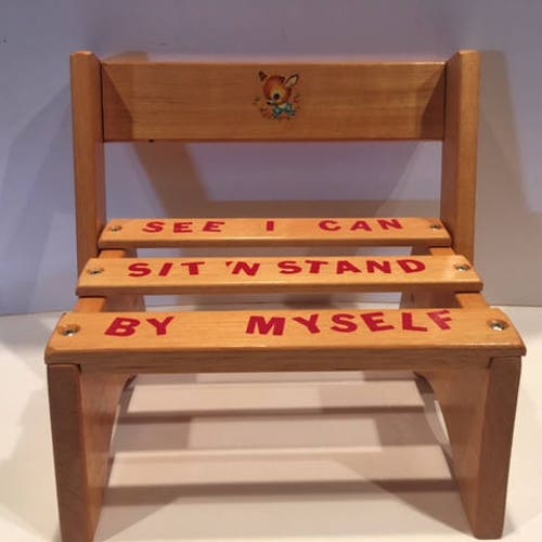 Vintage Children's Kids Step Stool Seat Solid Wood | Etsy
