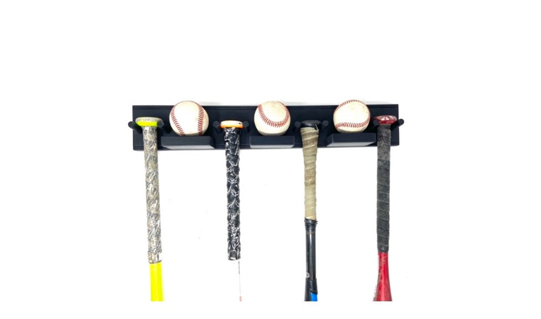 Baseball Bat Ball Display Rack Holder 4 Full Size Bats 3 Balls Softball ...