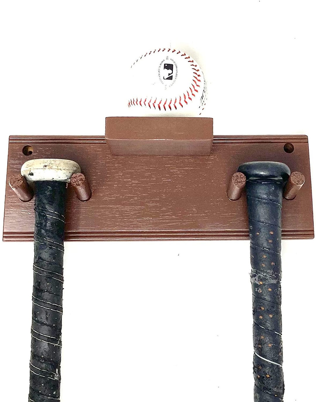 Baseball Bat Rack Display Holder Wall Mount Full Size 2 Bats 1 Ball ...