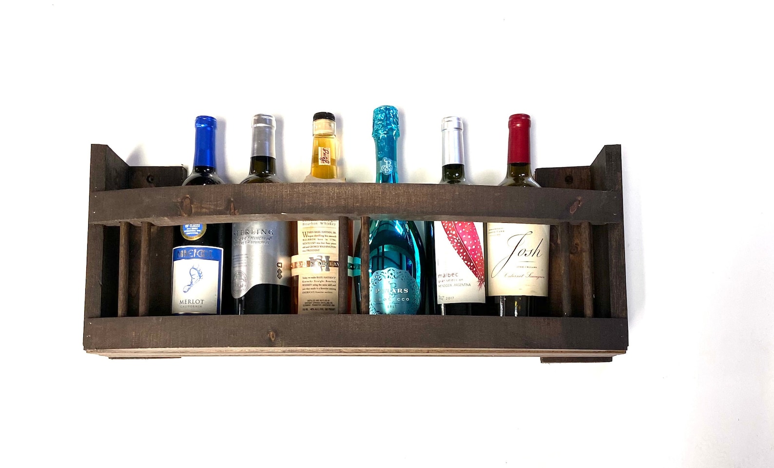 Distressed Wood Wall Mount Bar Shelf Decor Handmade Curved | Etsy