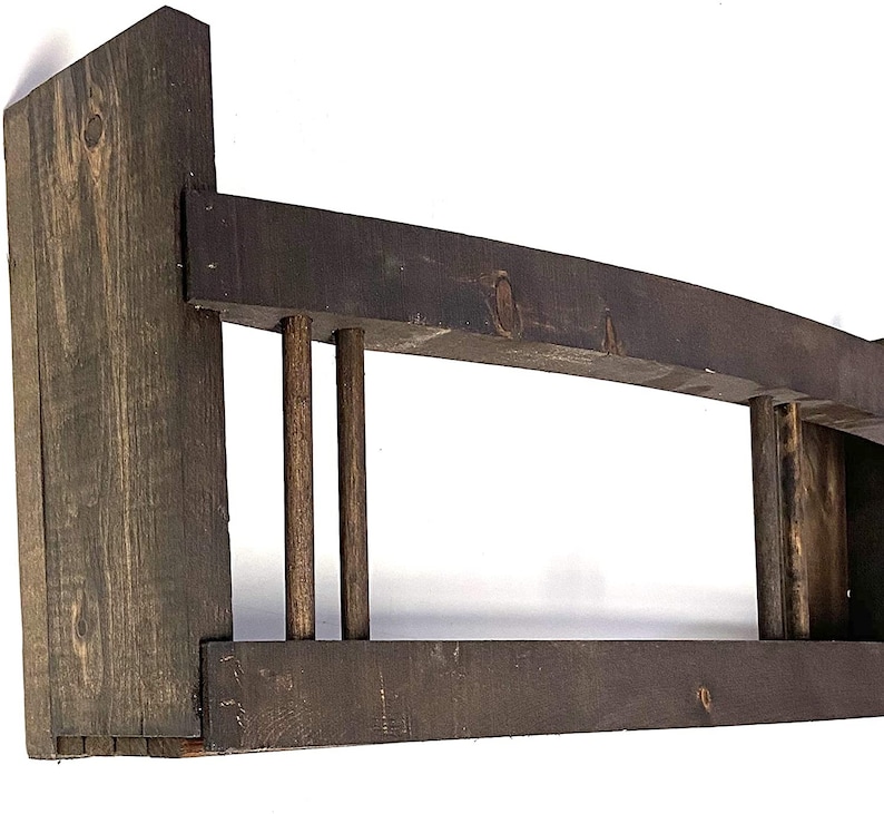 Distressed Wood Wall Mount Bar Shelf Decor Handmade Curved | Etsy