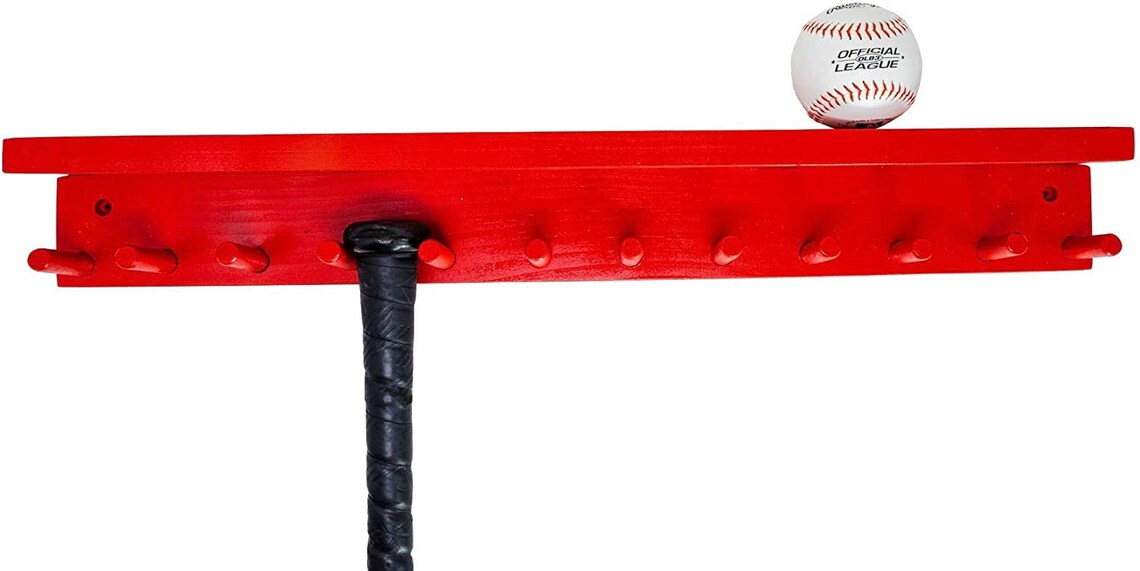 Baseball Bat Rack 11 Bats 6 Balls Wall Holder Display Wood | Etsy