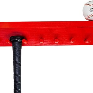 Baseball Bat Rack 11 Bats 6 Balls Wall Holder Display Wood Awards ...