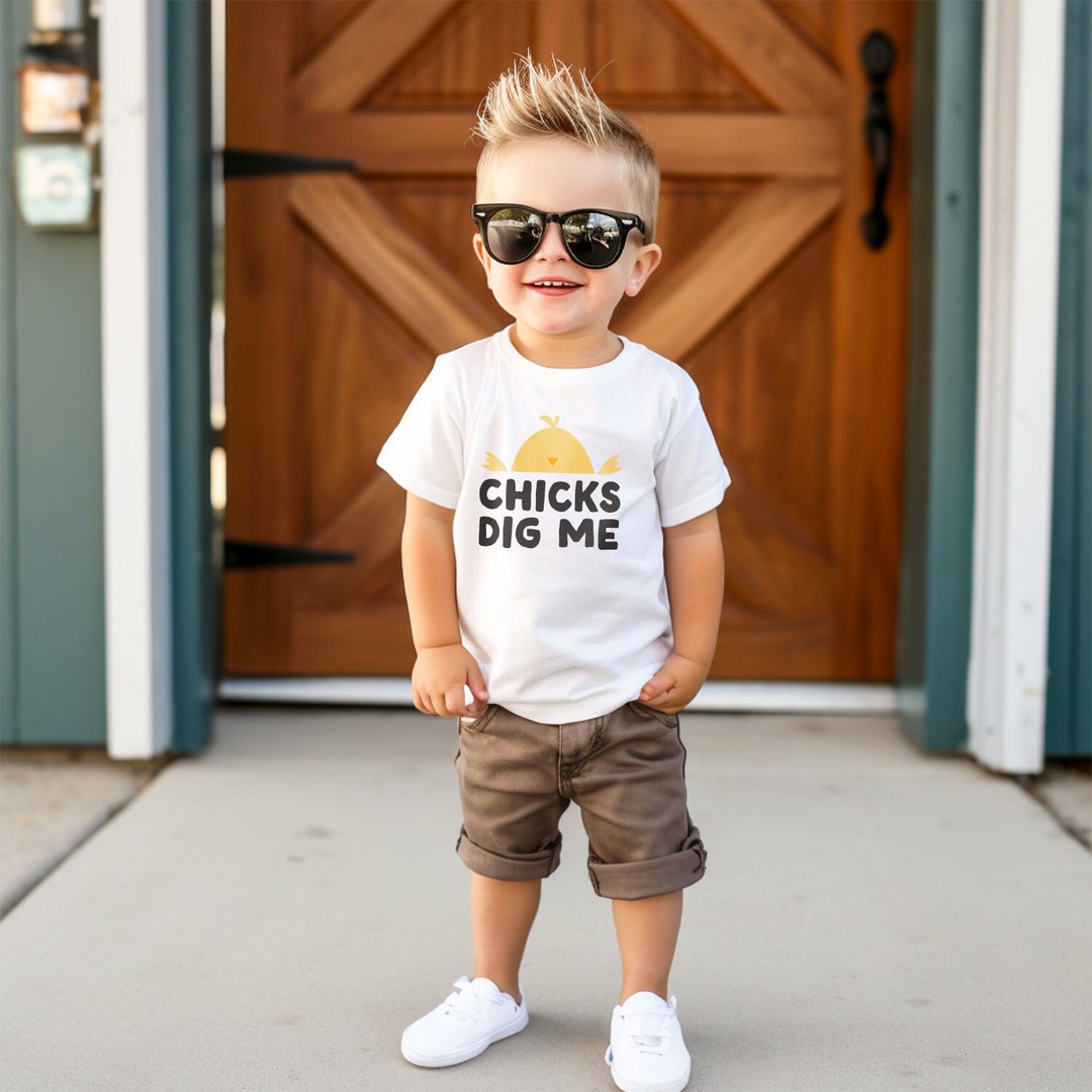 Chicks Dig Me Toddler Boy Shirt for Spring or Easter Gift for Boy ...
