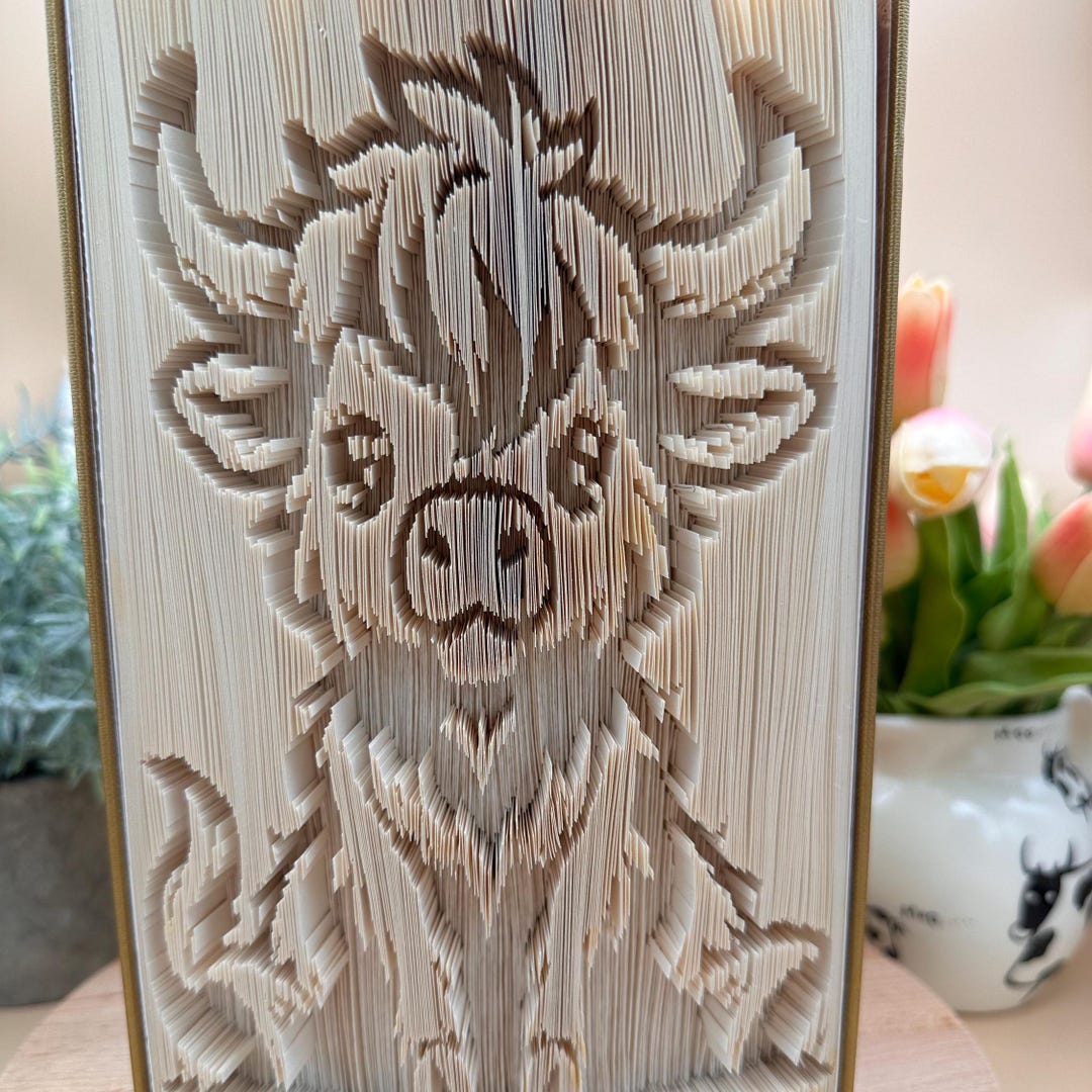 Highland Cow, Book Folding Pattern, Cut & Fold, Digital Download, 610 ...
