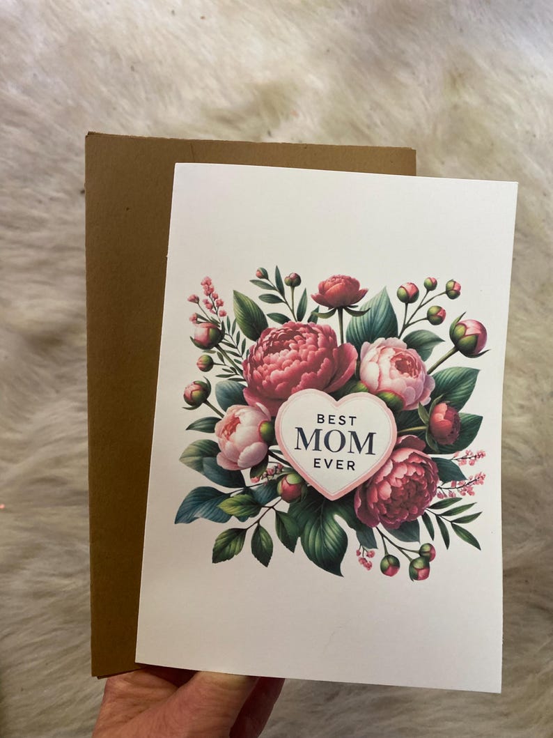 Mom Ever Floral Card, Watercolor Peonies, Mother's Day Greeting - Etsy