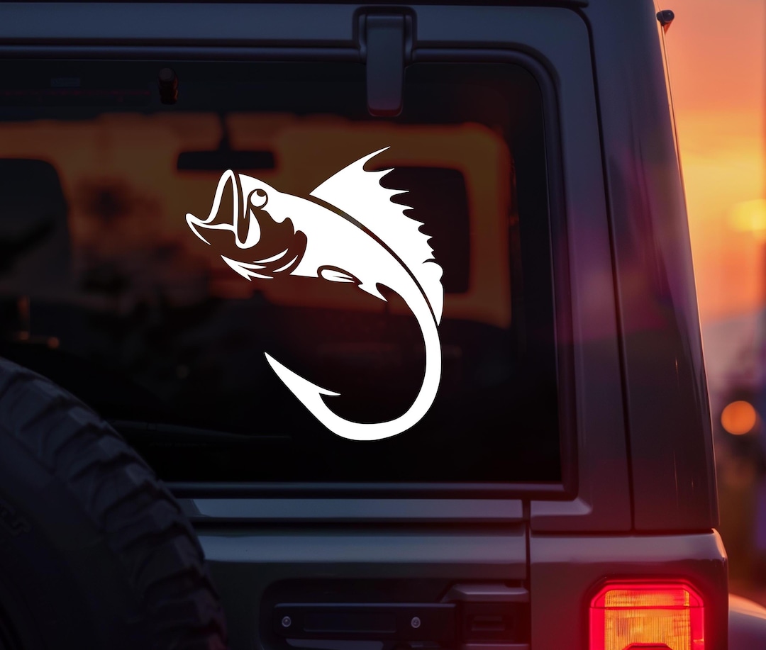 Bass Fishing Hook Vinyl Decal for Your Car or Truck-car Decal-fishing ...