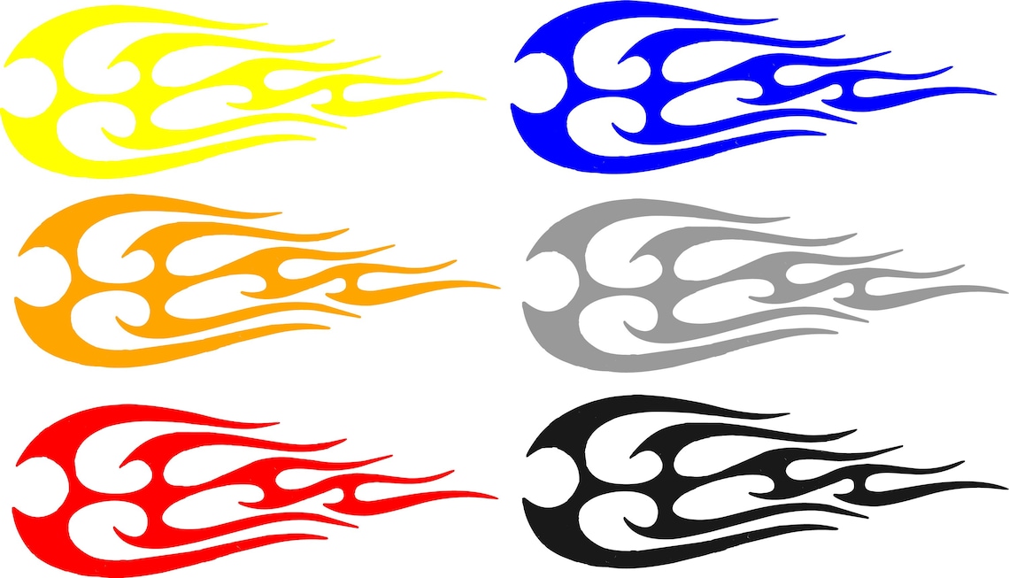 Flame Decal-flames-decal of Flames-vinyl Decal With Flames-set - Etsy