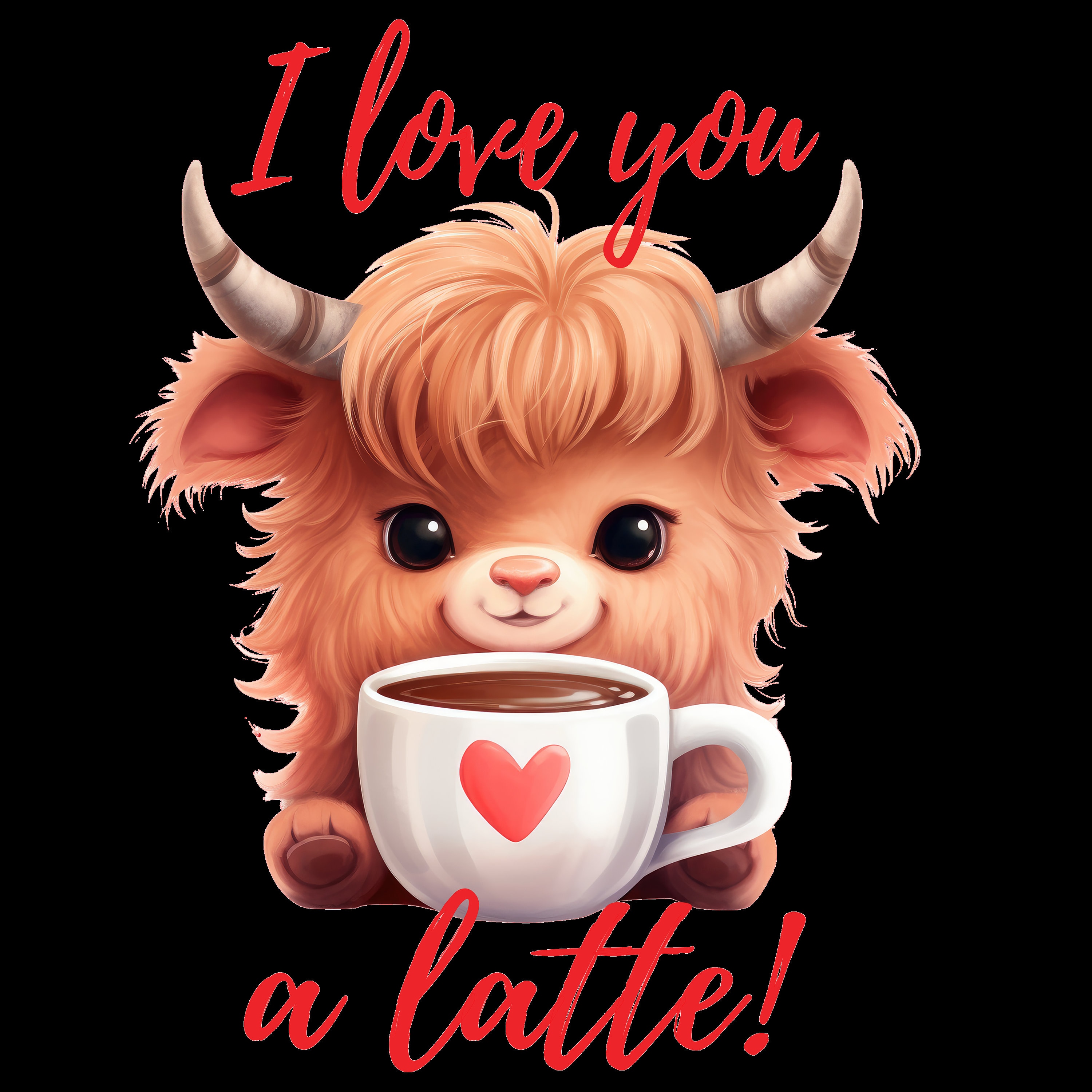 I Love You a Latte Highland Cow PNG Design - Etsy