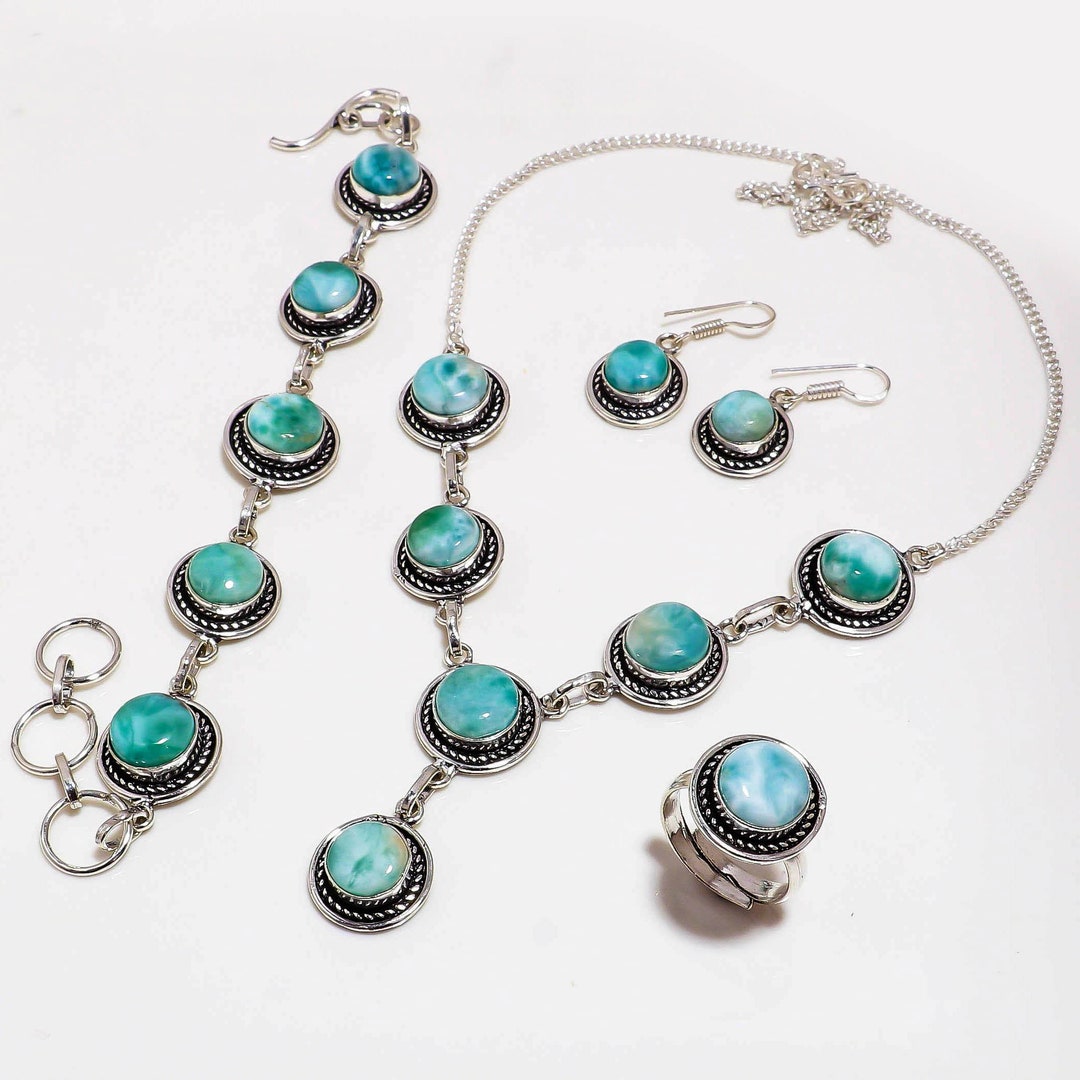 Dominican Republic Larimar Necklace 925 Silver Dominican Larimar ...