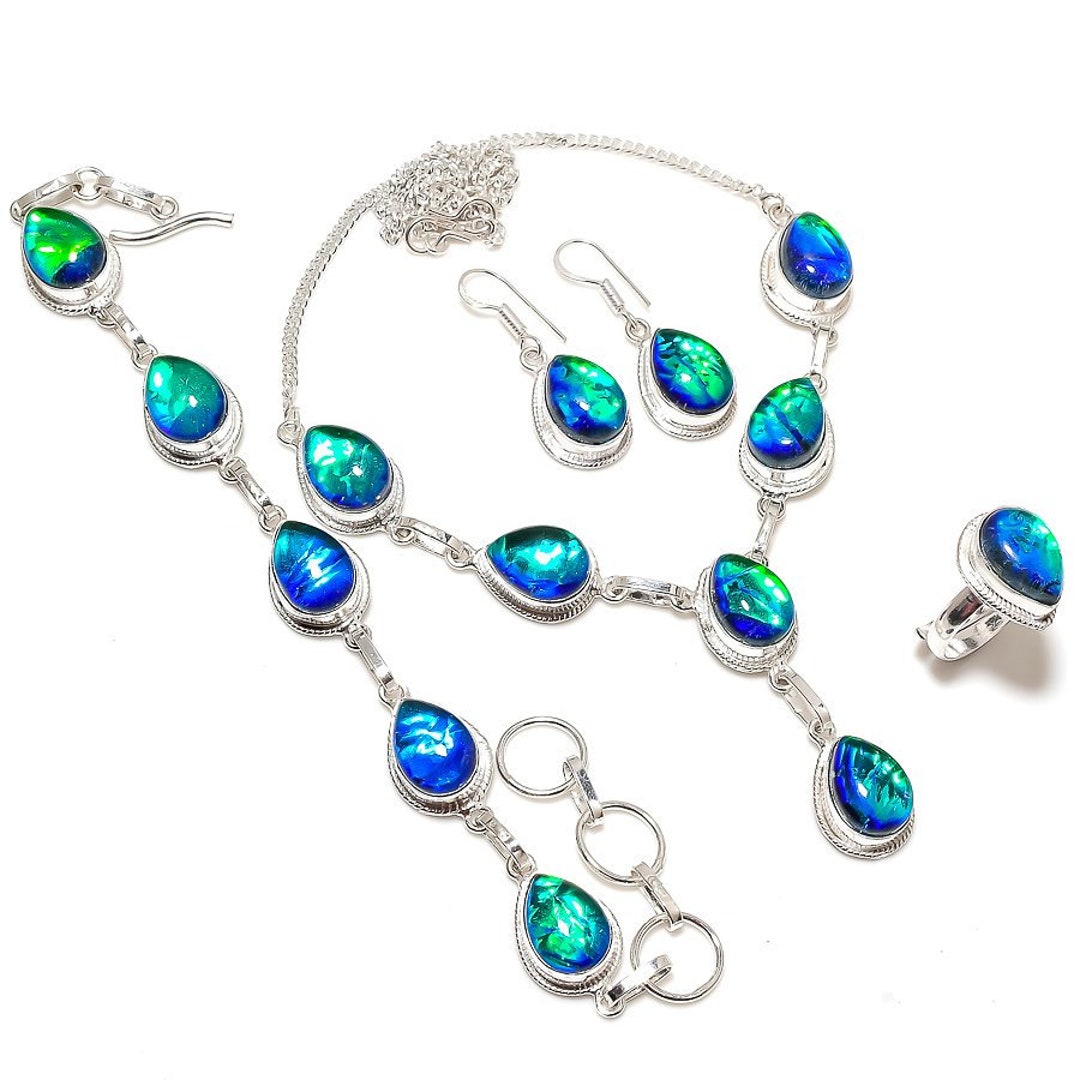 Australian Triplet Opal Gemstone 925 Silver Necklace, Bracelet, Ring ...