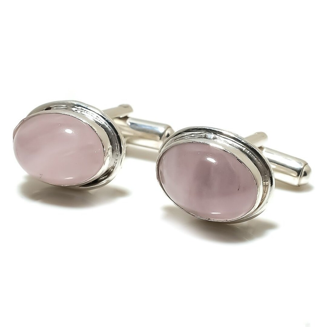 Rose Quartz Gemstone 925 Silver Jewelry Cufflinks, Rose Quartz Handmade ...