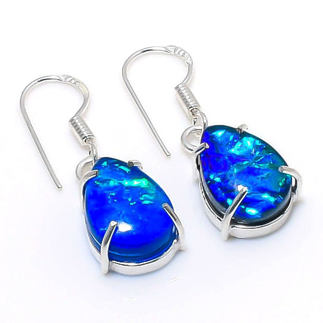 Blauer Triplet Opal Edelstein 925 Silber Handgemachte Schmuck - Etsy.de