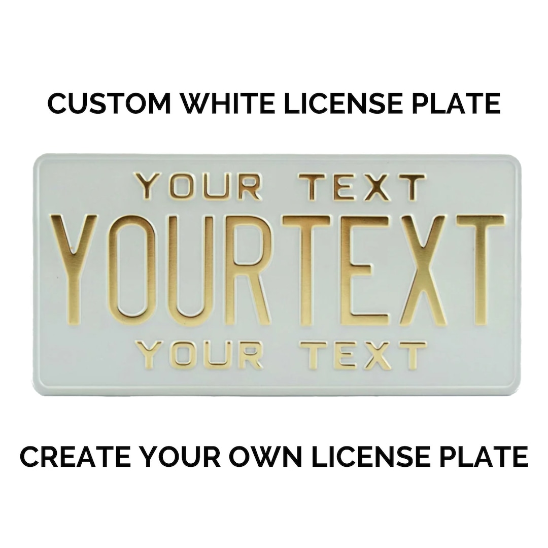 Custom White License Plate With YOUR TEXT in Three Lines / White ...