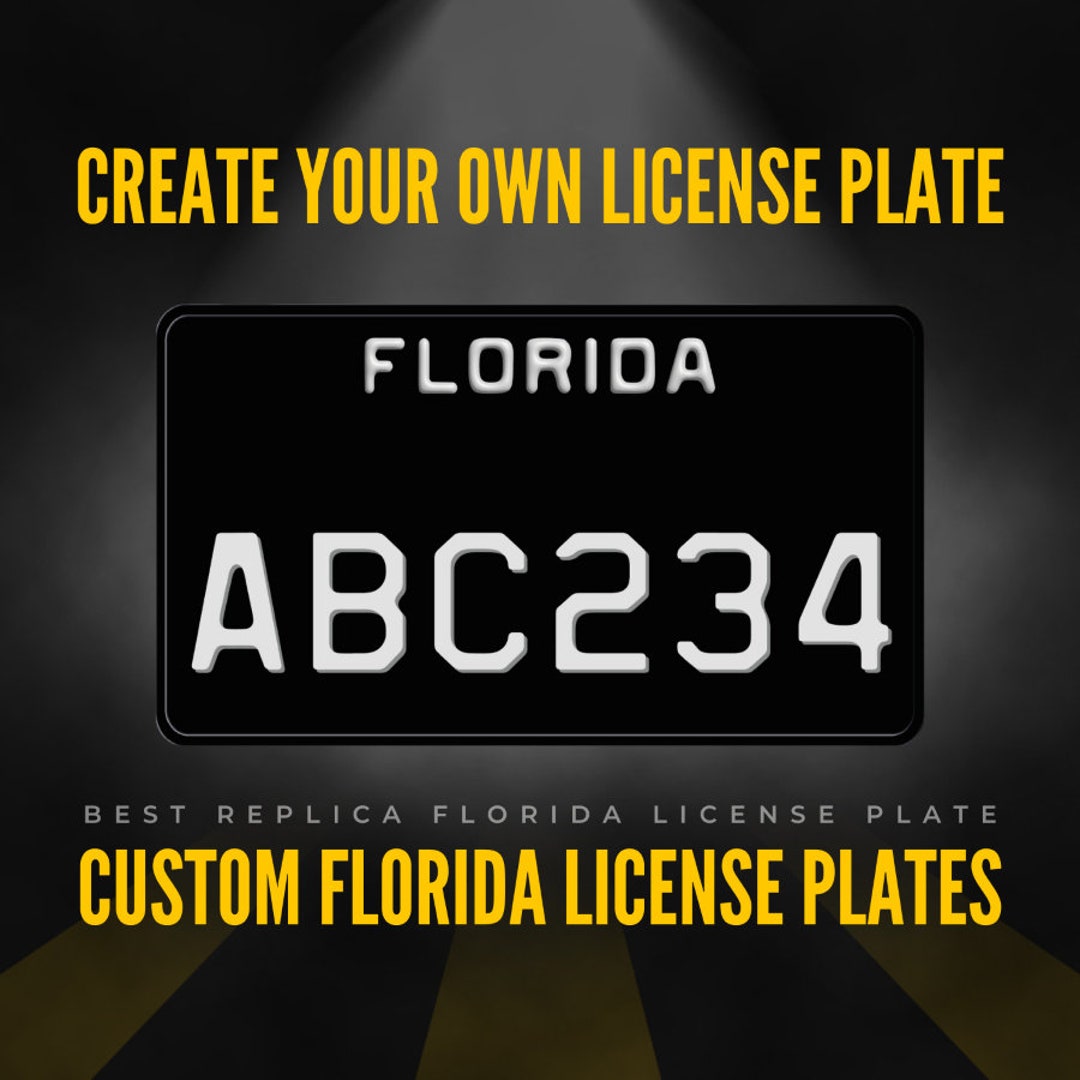 Custom Florida Motorcycle License Plate / Black Florida Motorcycle ...