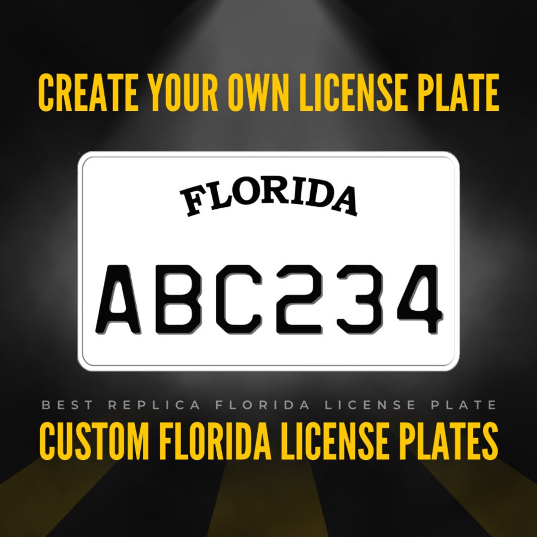 Custom Florida Motorcycle License Plate / White Florida Motorcycle ...