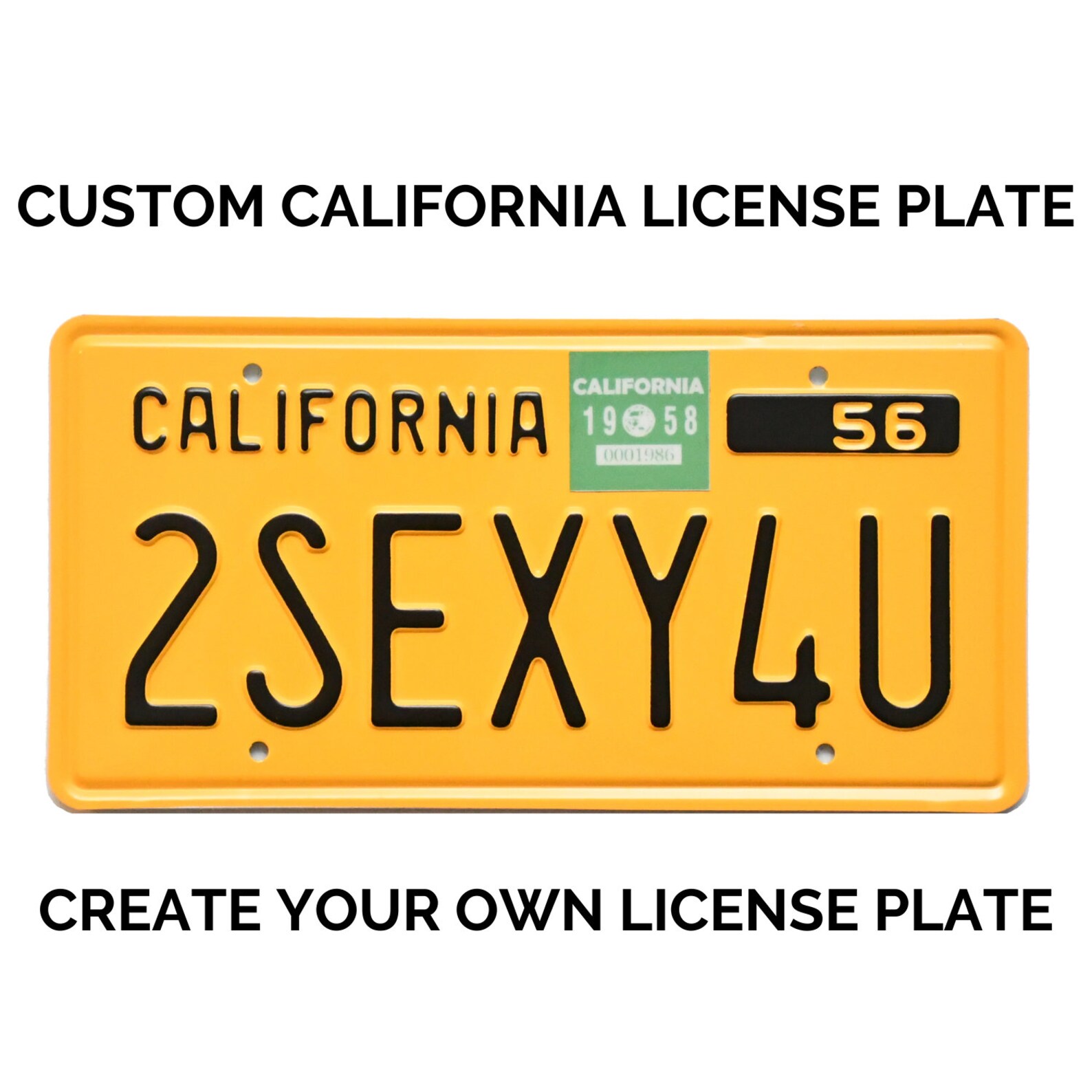 Custom 1958 California License Plate / Replica 1958 California License ...