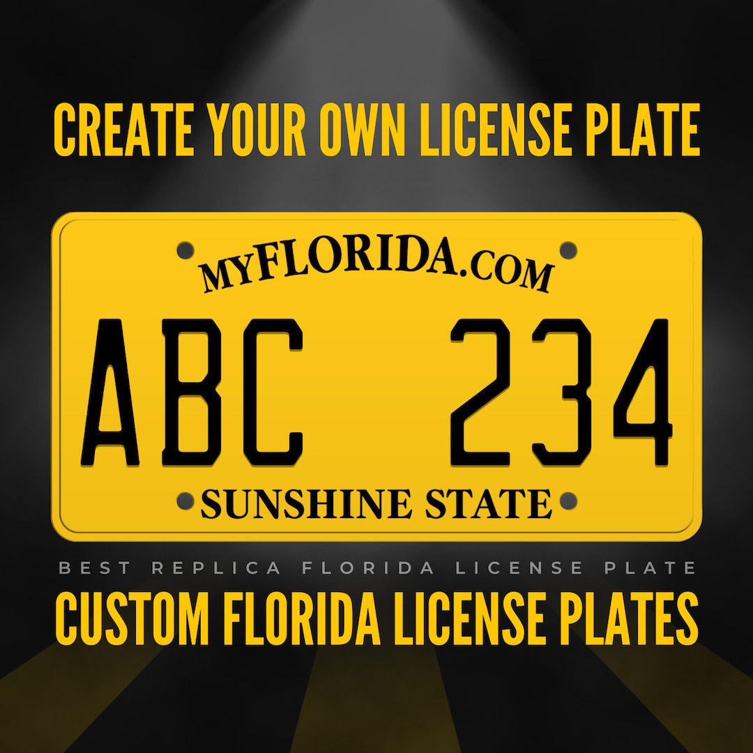 Custom Florida License Plate / Yellow Florida License Plate / Florida ...