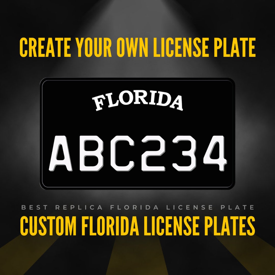Custom Florida Motorcycle License Plate / Black Florida Motorcycle ...