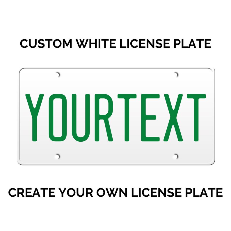 Custom White License Plate 5 Colors Text Available / Custom - Etsy