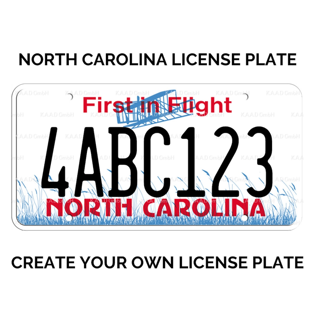 Custom North Carolina License Plate / Replica North Carolina License ...