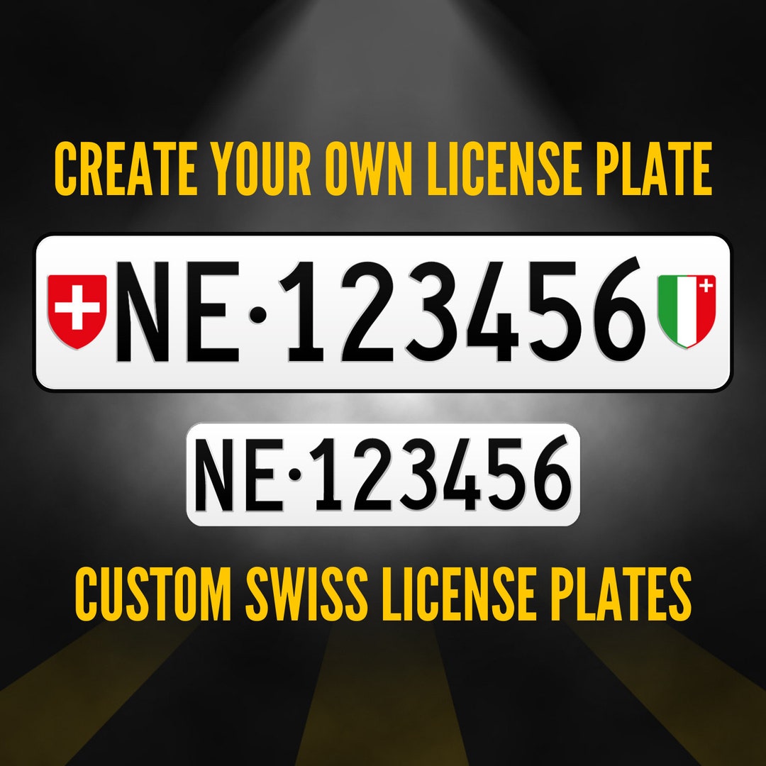 Custom Set Swiss License Plates From Canton of Neuchâtel With YOUR TEXT ...