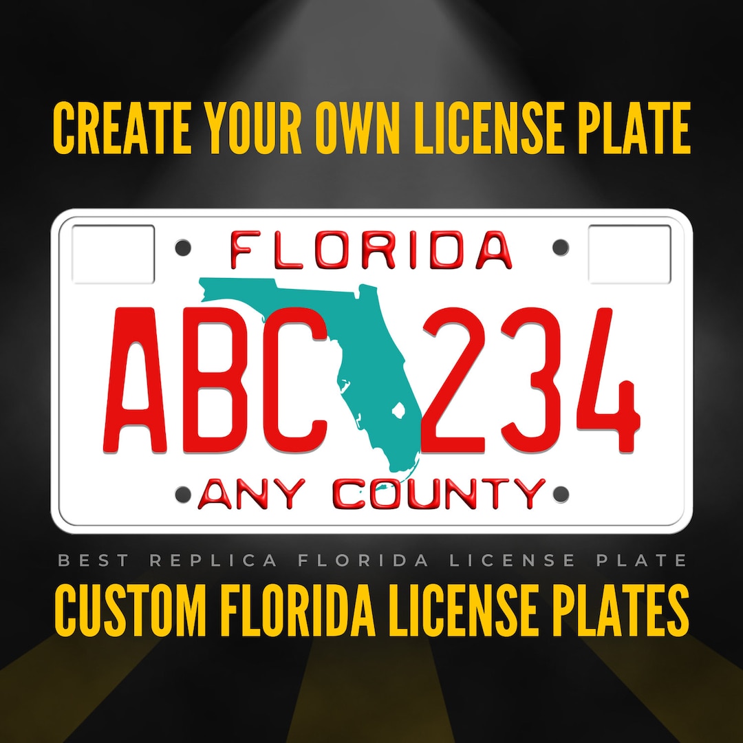 Custom Florida License Plate With County Name / Florida License Plate ...