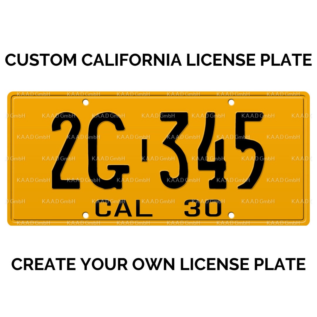 1930 California License Plate With YOUR TEXT / Replica California ...
