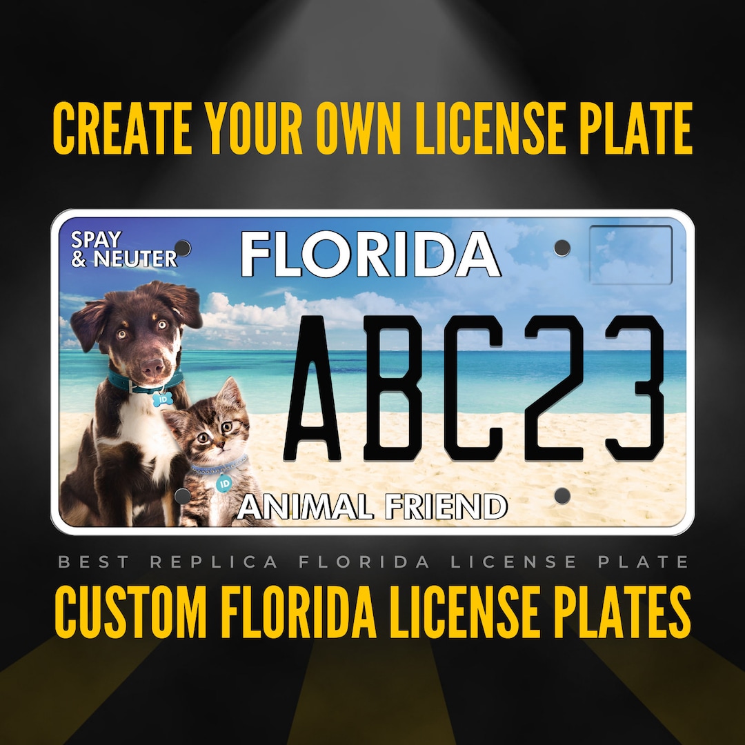 Custom Florida License Plate / Animal Friend Florida License Plate With ...