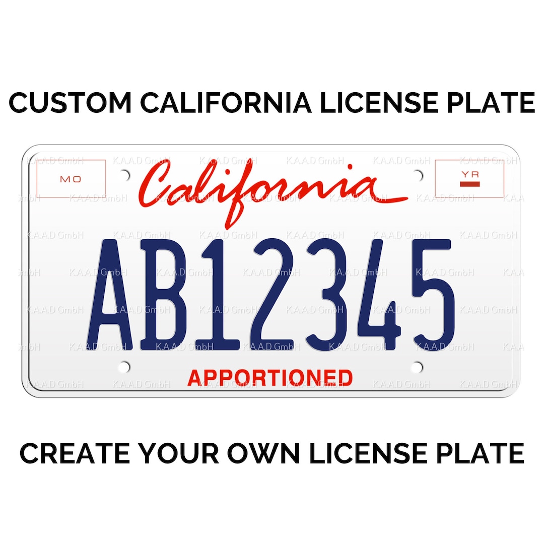 Custom California License Plate / Replica California License Plate ...
