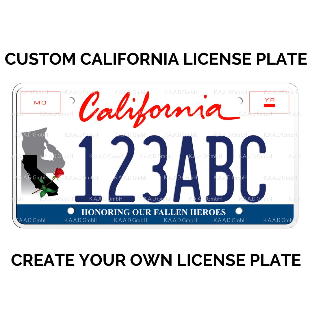 Custom California License Plate / Replica California License Plate ...