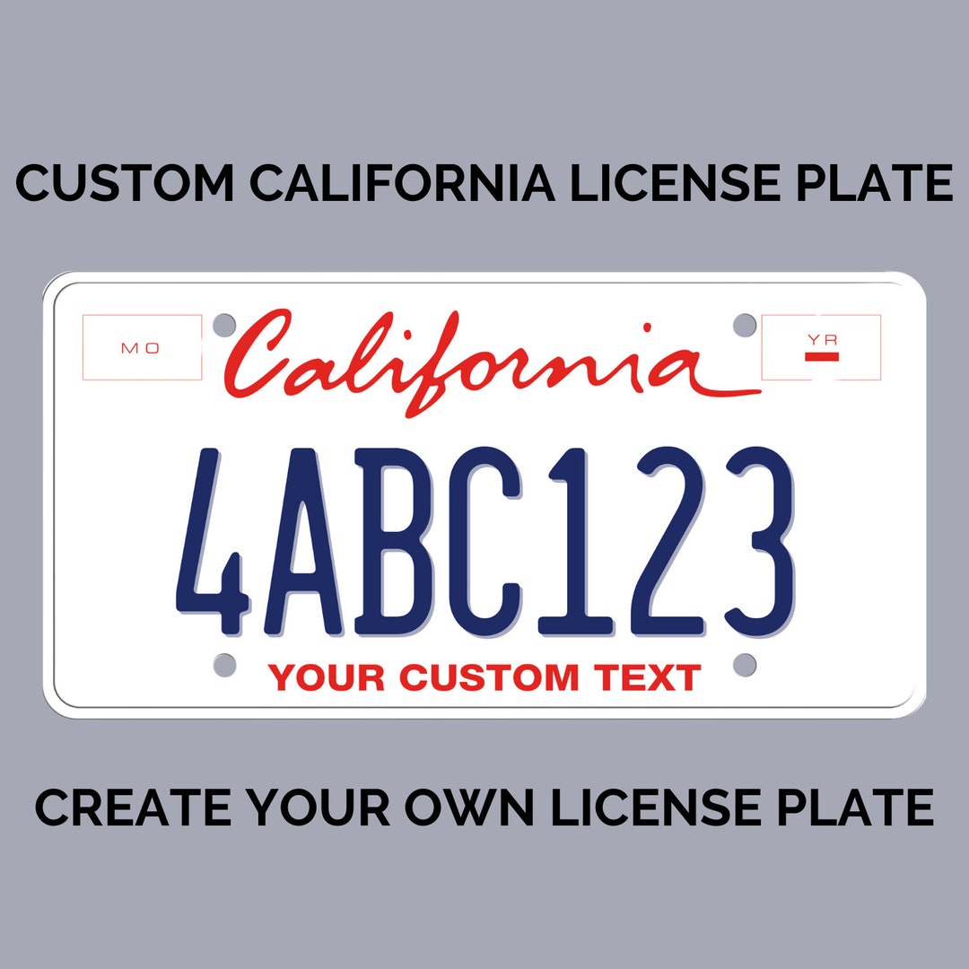 Custom White California License Plate / Personalized California License ...