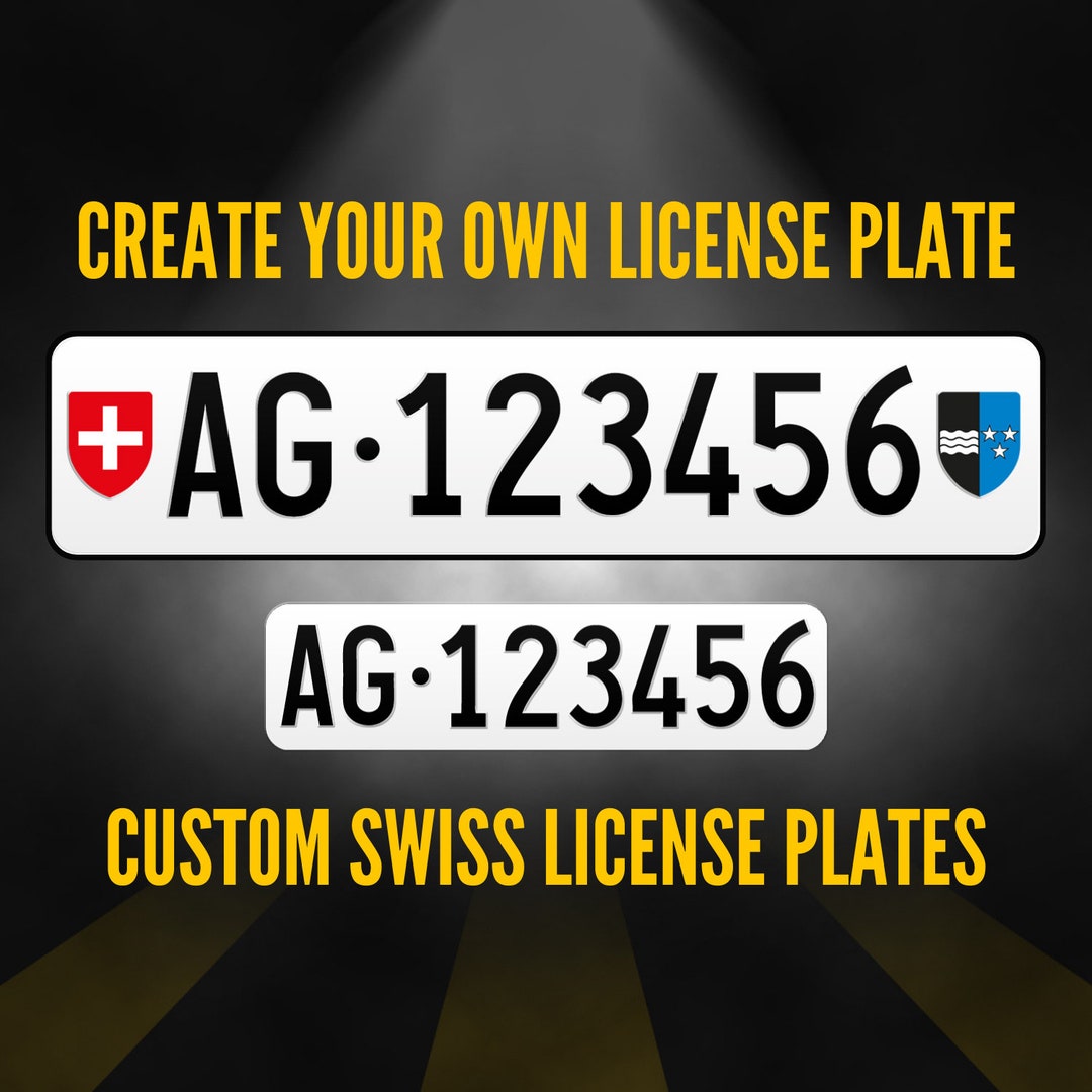 Custom Set Swiss License Plates From Canton of Aargau With YOUR TEXT ...