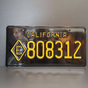 California E Diamond Retro Vintage Exempt US USA License Plate Embossed ...