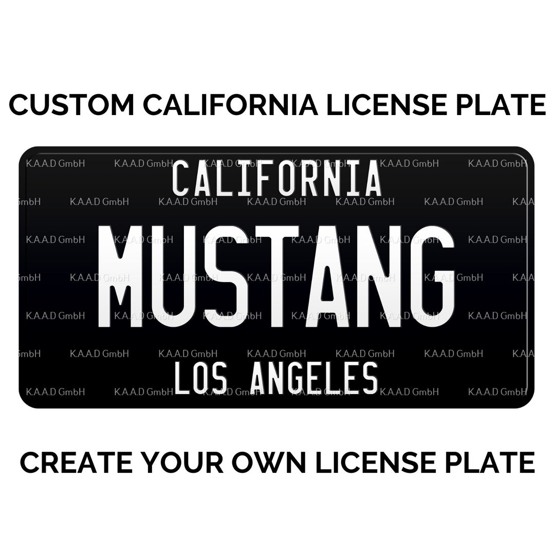 Custom California License Plate / Black California License Plate ...