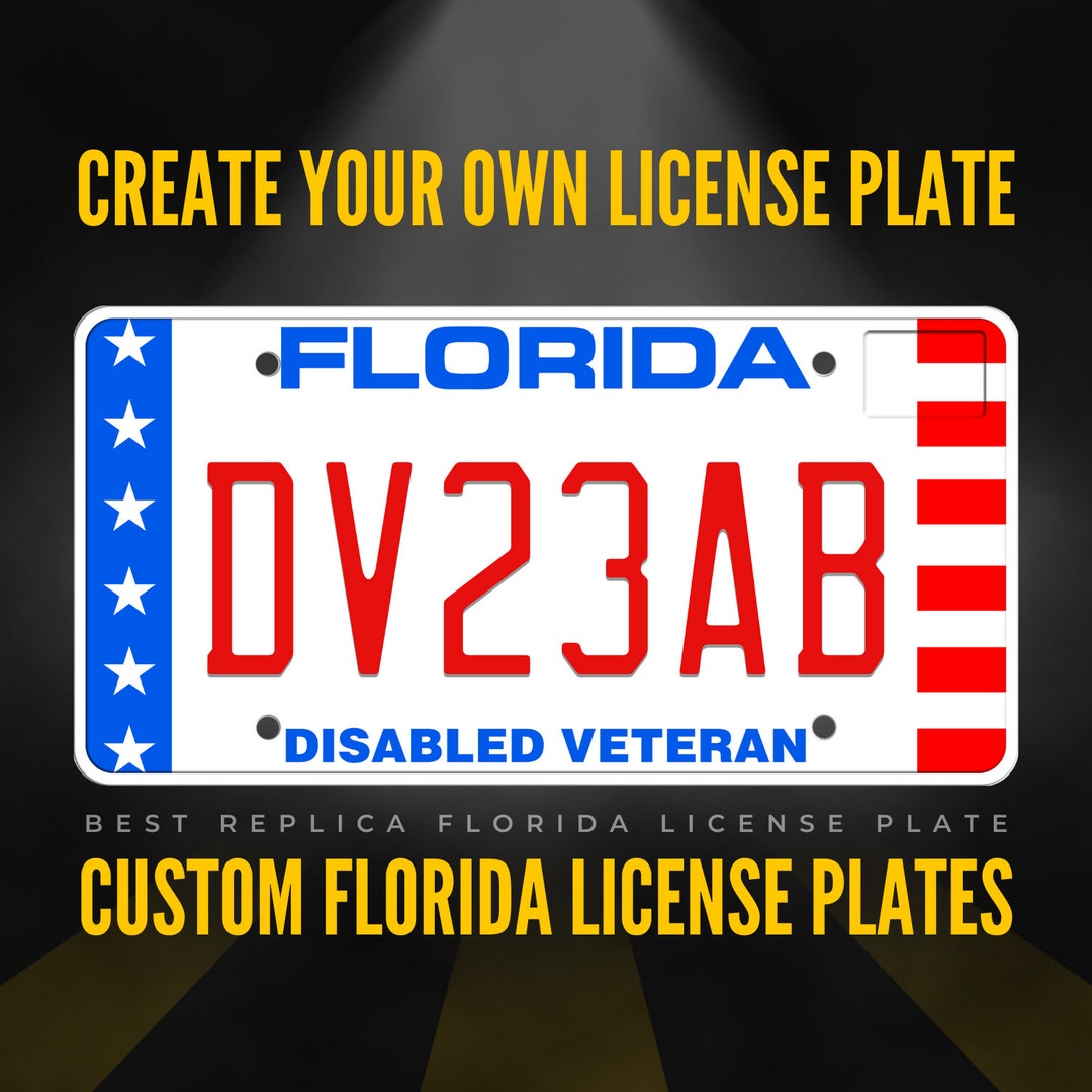 Custom Florida License Plate / Disabled Veteran Florida License Plate ...