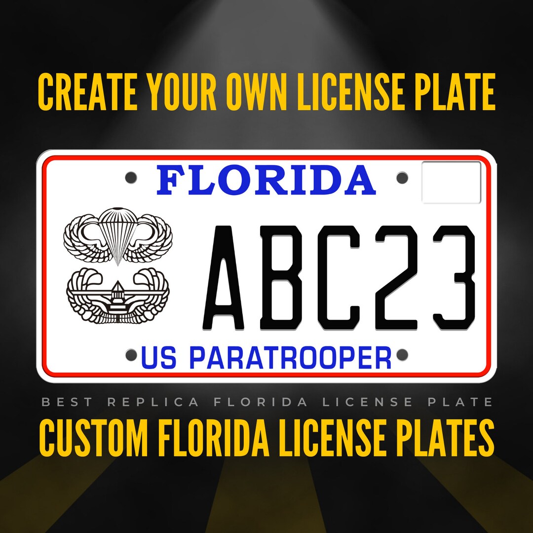 Custom Florida License Plate / Florida U.S. Paratrooper License Plate ...